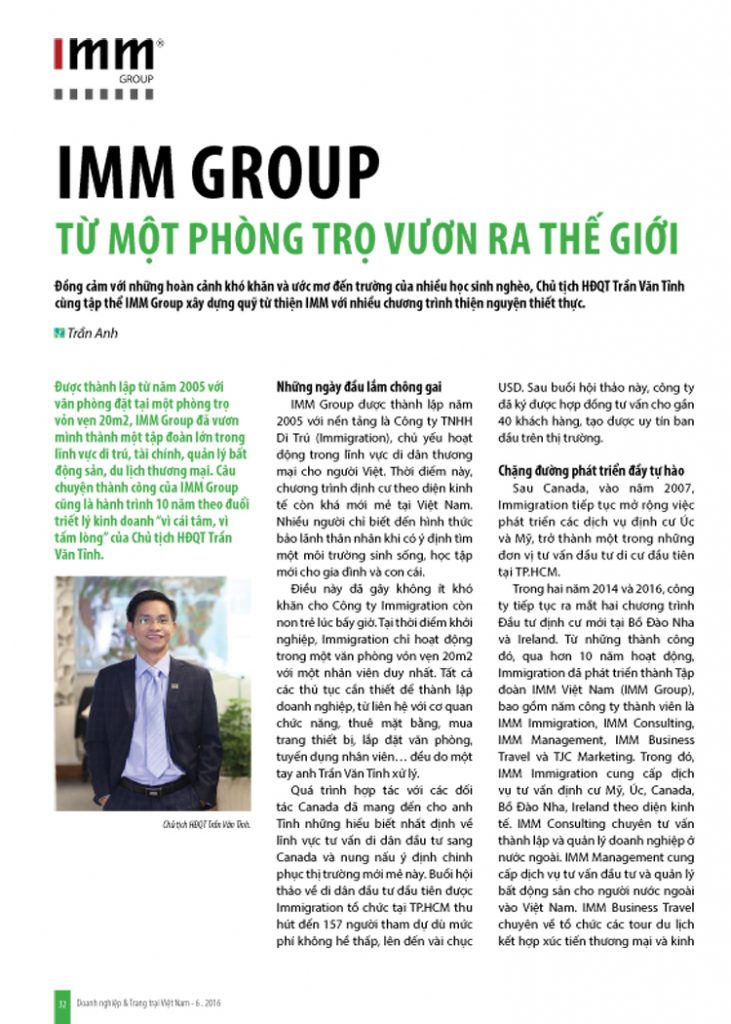 IMM Group từ một phòng trọ vươn ra thế giới - IMM Group